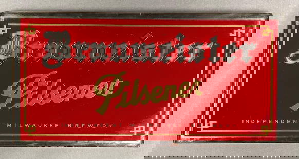 Vintage Glueks Beer Celluloid Over Tin Button Advertising Sign Auction