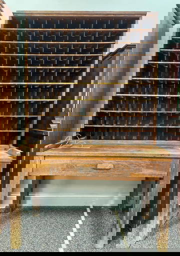 Antique Wood Illinois Mail Sorting Station