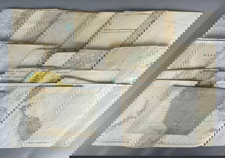 Group Of 20+ 1950s Island Sear Charts/maps