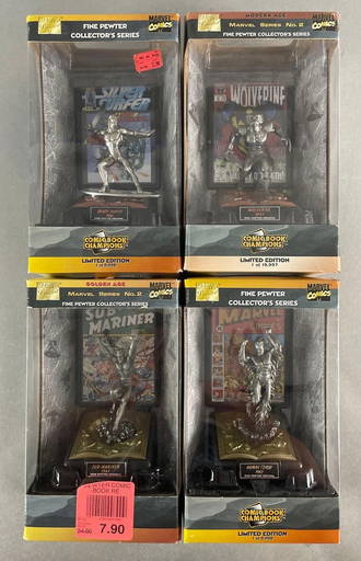 Group Of 4 Marvel Comic Book Champions Fine Pewter Statues