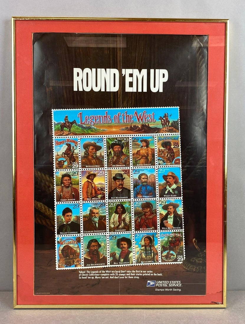 1994 Usps Round ?em Up Advertising Poster Auction