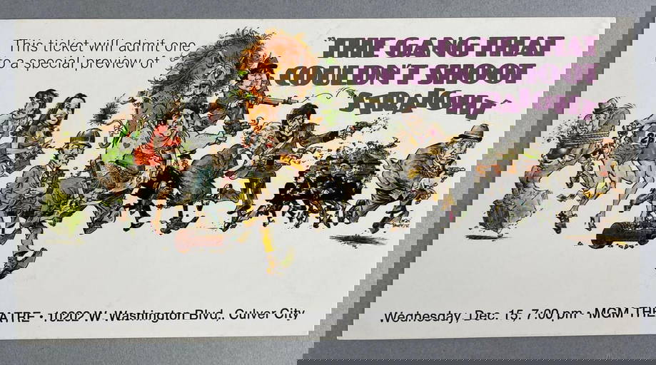 1971 The Gang That Couldnt Shoot Straight Premiere Special Preview Ticket