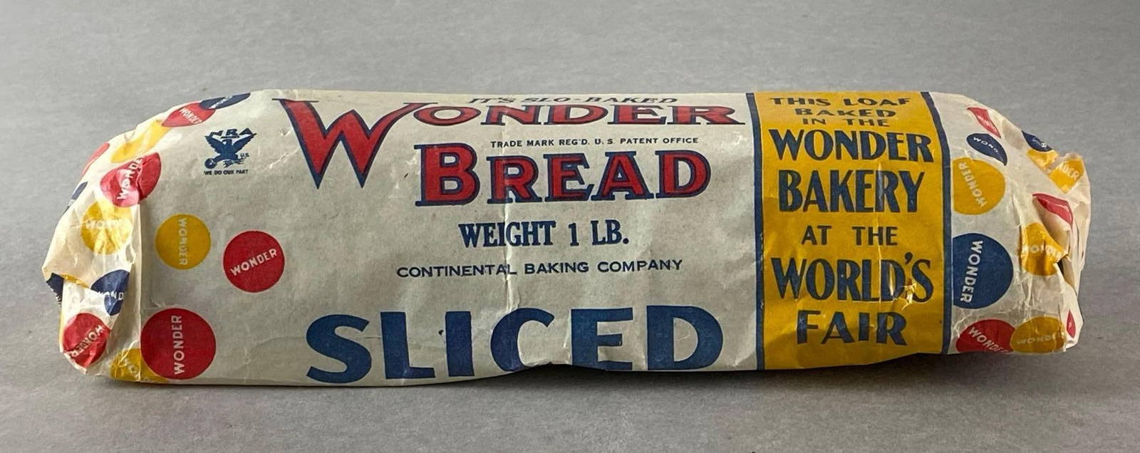 1933 Chicago Worlds Fair Sliced Wonder Bread Wrapper Auction