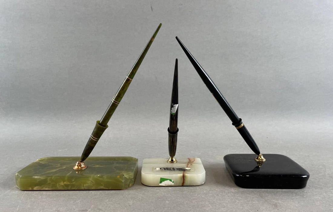 Group Of 3 Fountain Pen Desk Sets Auction