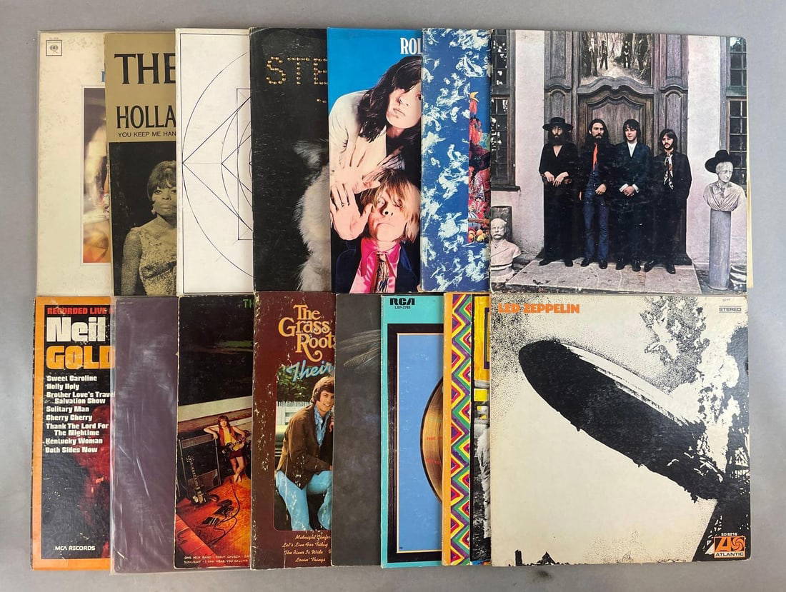 Group Of 15 Vintage Rock Vinyl Records Auction