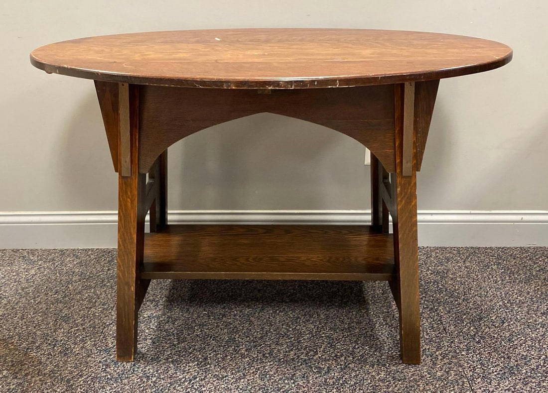 Limbert Arts And Crafts Oak Oval Library Table #146 Auction