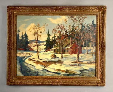 Willi Bauer Forest Cottage Impressionist Oil Painting On Canvas Auction