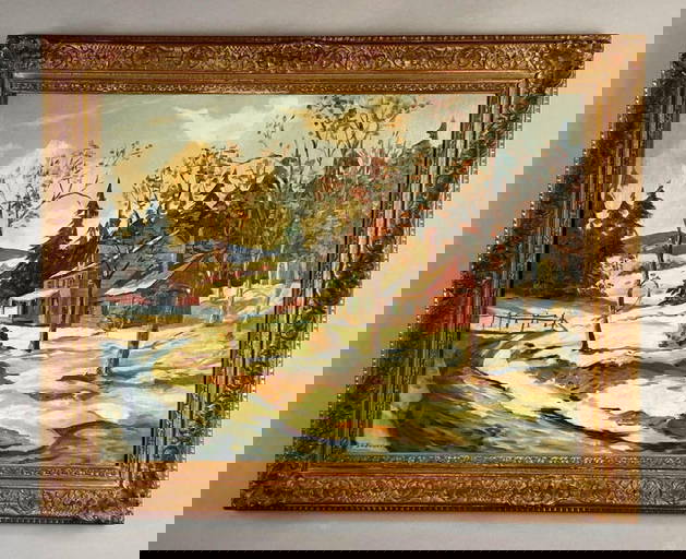 J.j. Enwright Winter In Vermont Oil Painting On Canvas