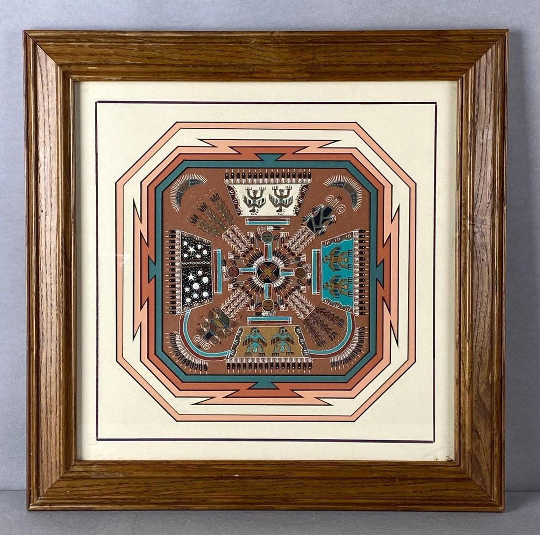 Native American Navajo Rain, Lightning, And Thunder Sandpainting Auction