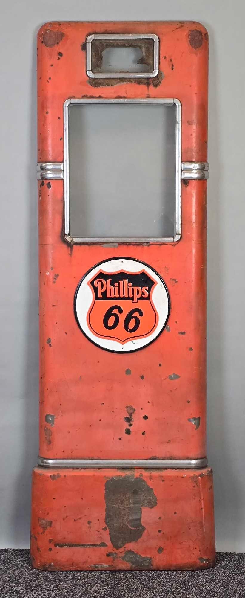 Vintage Phillips 66 Gas Pump Front Advertising Panel Auction