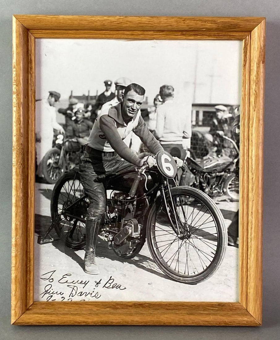 Signed Jim Davis Motorcycle Racer Photograph Auction