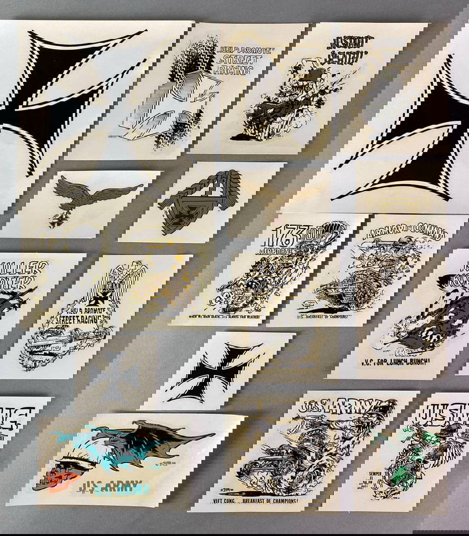 Group Of 13 Ed Big Daddy Roth Military Themed Decals Auction