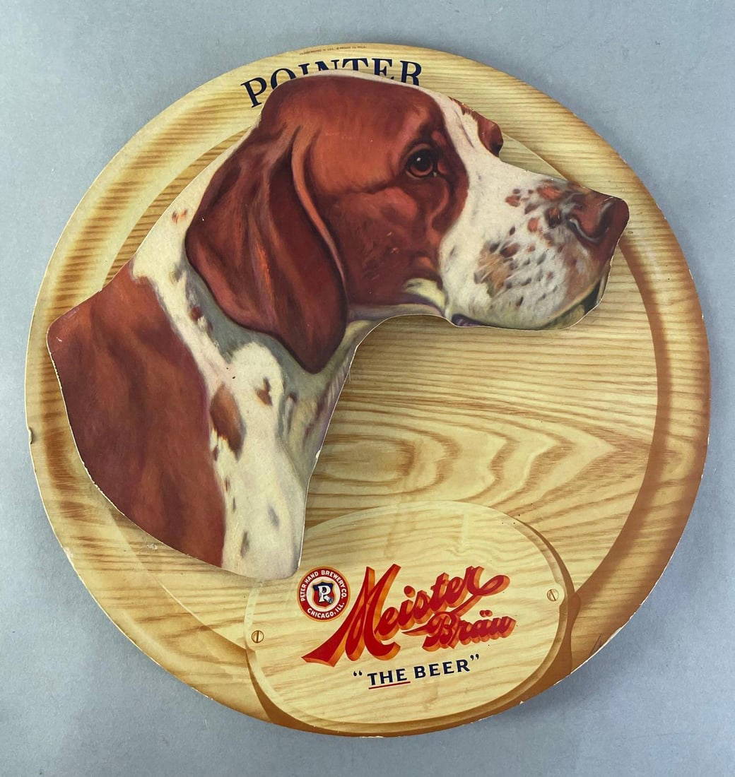 Meister Brau Beer Pointer Cardboard 3d Advertising Sign Auction