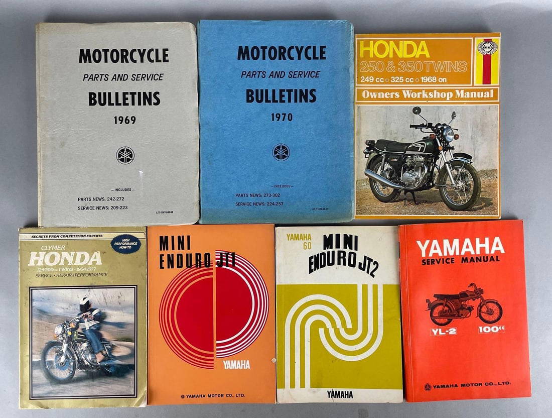 Group Of Vintage Motorcycle Manuals And More Auction