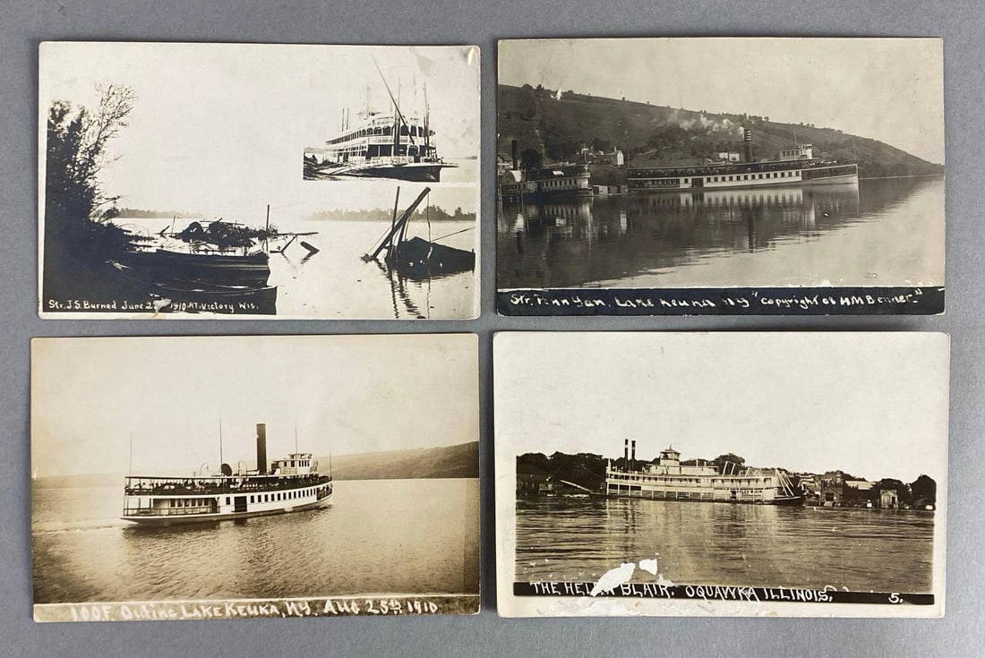 Postcards - 7 Real Photo Paddlewheel Boats Auction