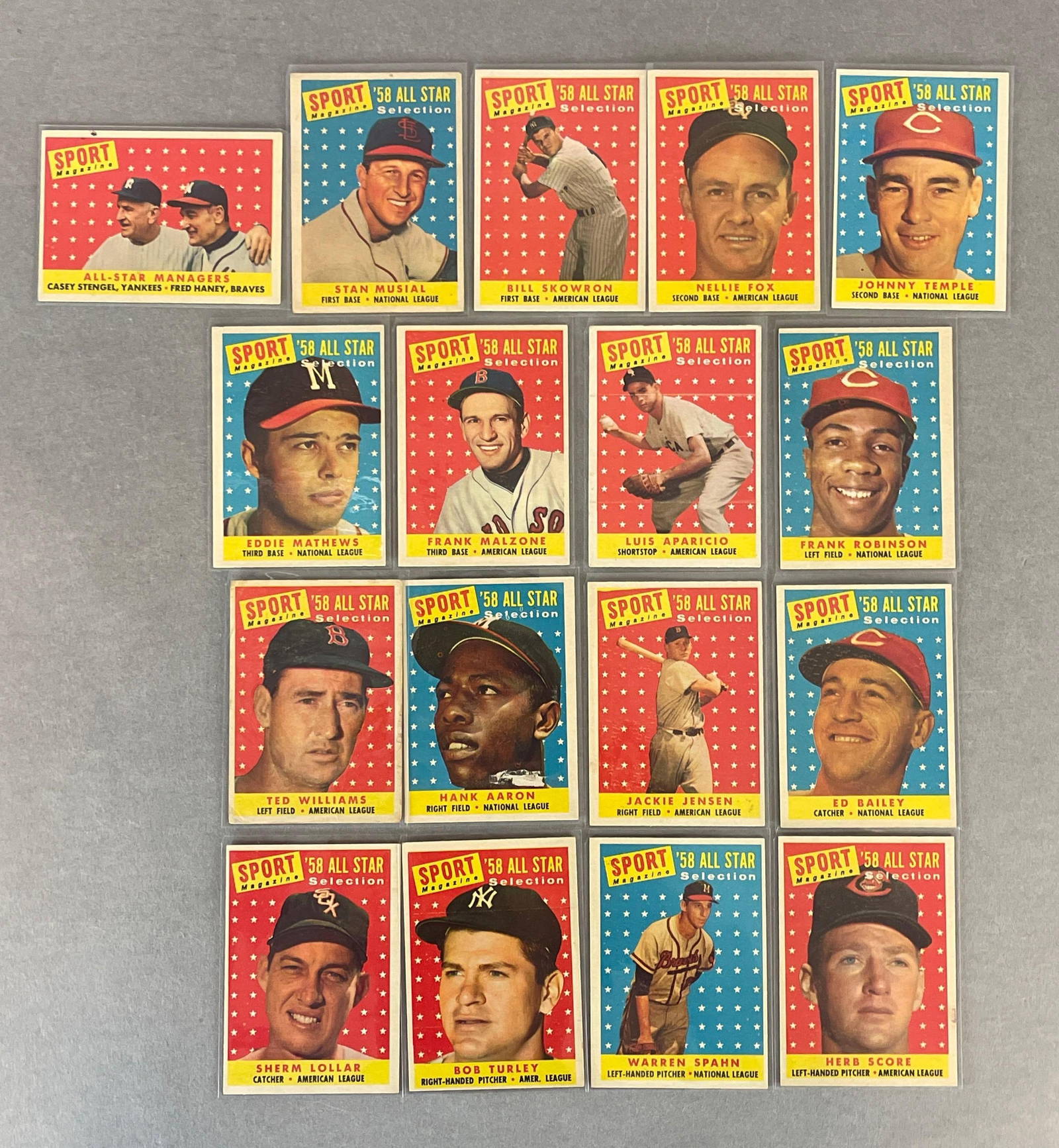 17 - 1958 Topps Baseball All-star Cards With Hofs Auction