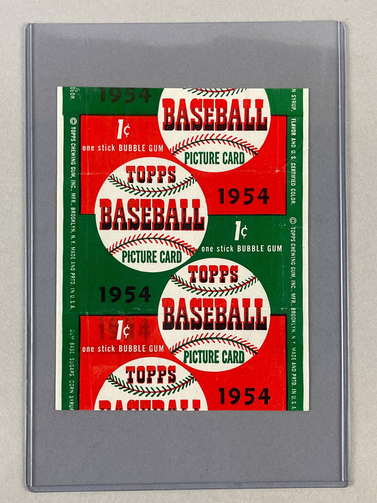 1954 Topps Baseball Dated 1 Cent Wax Pack Wrapper Auction