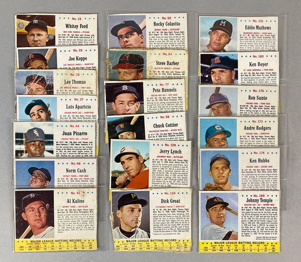19 1963 Jello Baseball Cards With Short Prints And Hofs