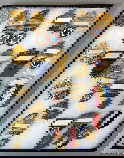 Group Of 19 Illinois Laborers Union Delegate Badges And More