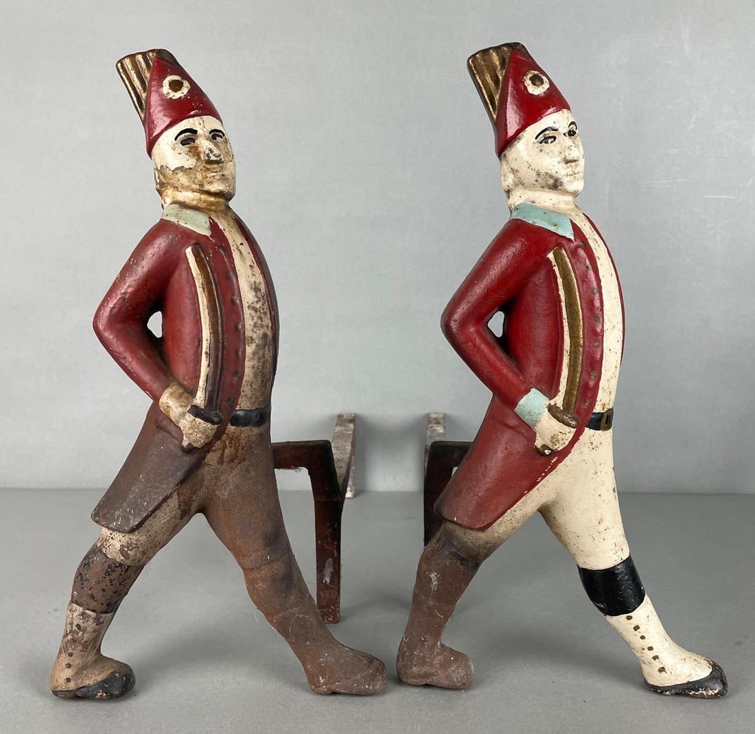Pair Of Antique Hessian Soldier Andirons Auction