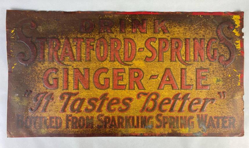 Stratford Springs Ginger Ale It Tastes Better Metal Advertising Sign