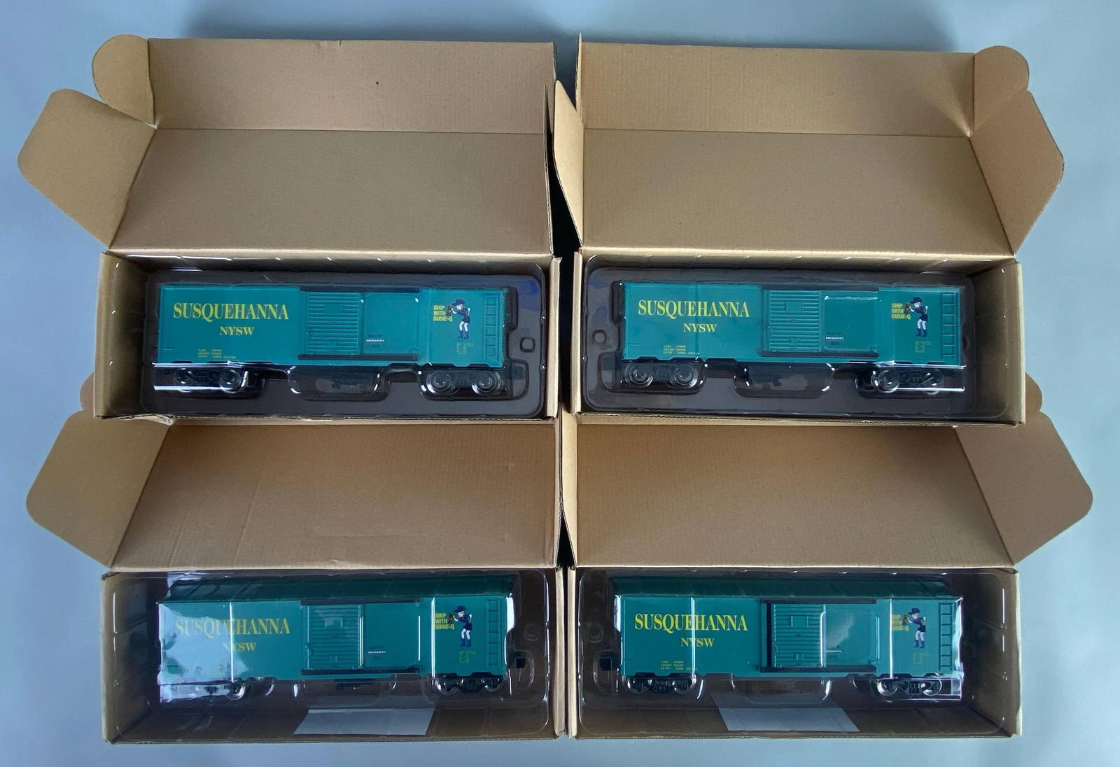 Group Of 4 Menards O Scale Susquehanna Train Box Cars Auction