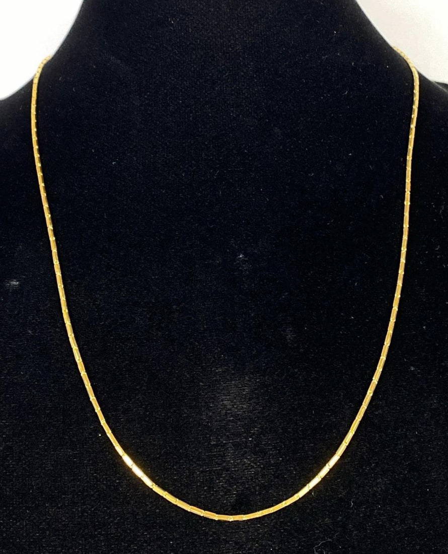 22k Gold Segmented Bar Link Necklace Auction