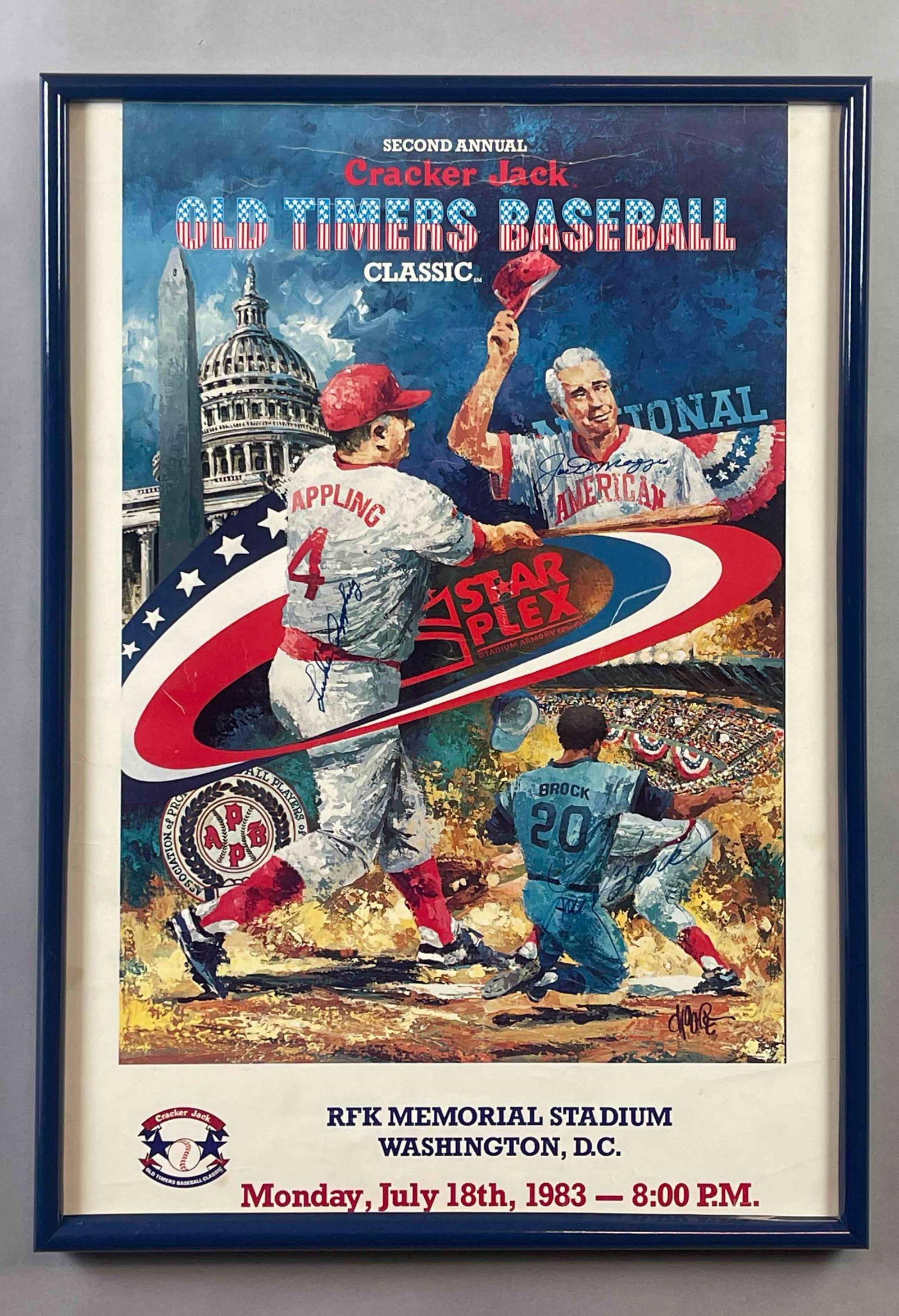 Joe Dimaggio, Lou Brock, And Luke Appling Signed 1983 Cracker Jack Old ...