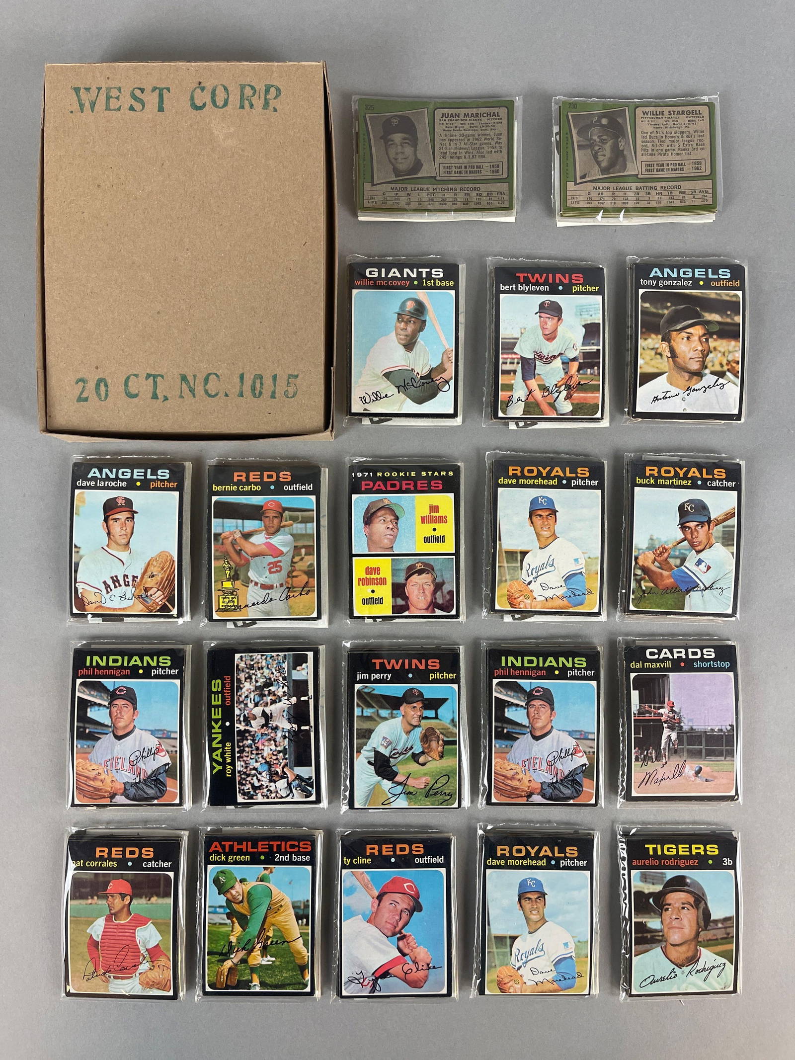 1971 Topps Baseball West Corps. Cello Fun Pack Vending Box Of 20 With ...