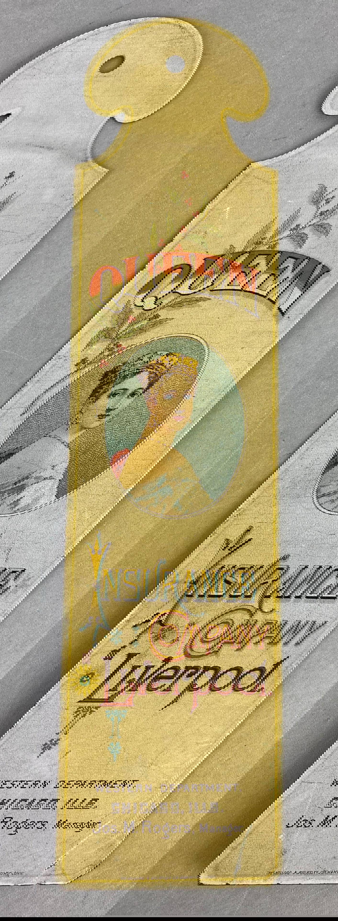 Antique Queen Insurance Company Advertising Tin Sign Auction