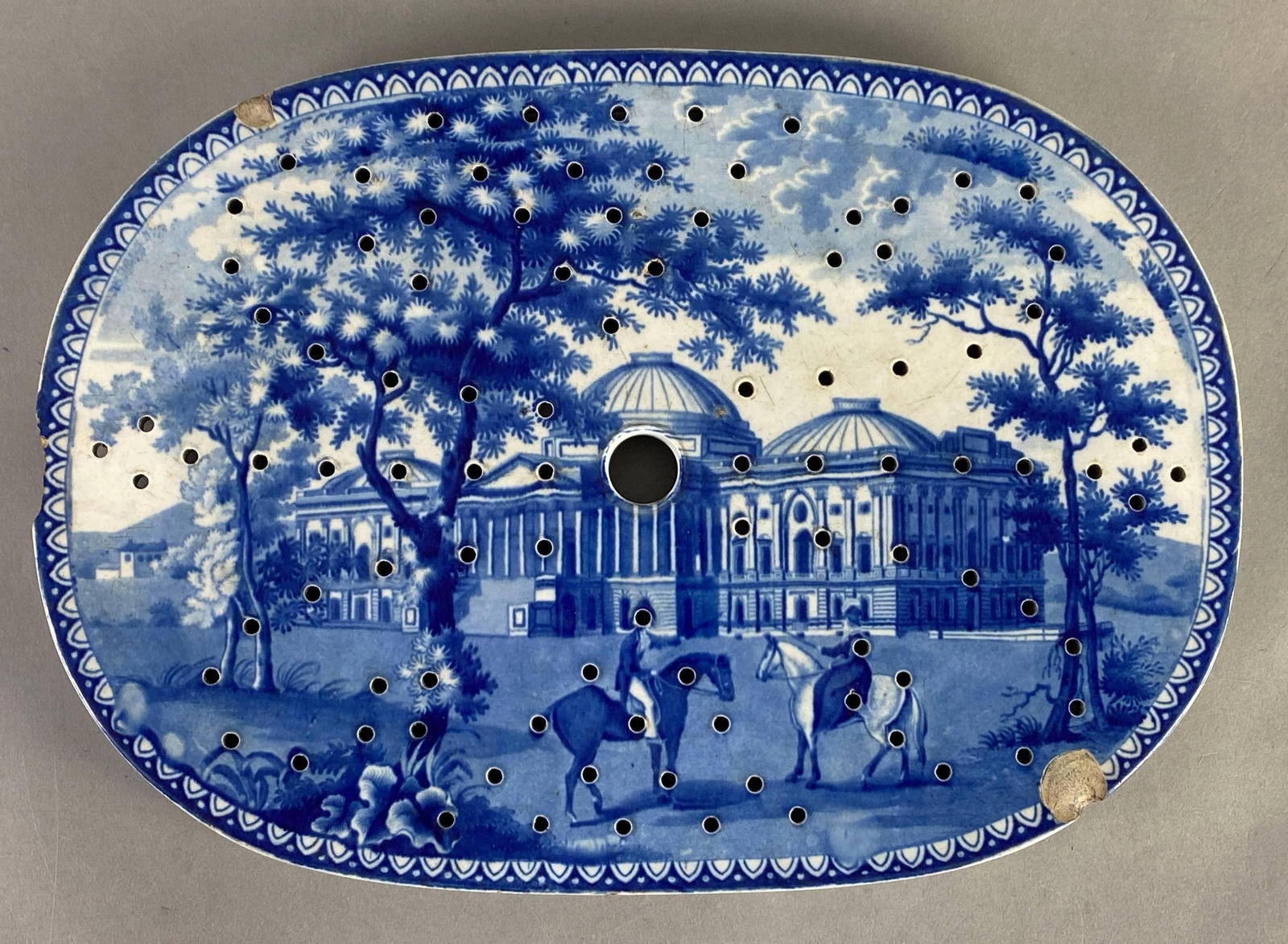 Antique Flow Blue Transferware Porcelain Strainer Auction