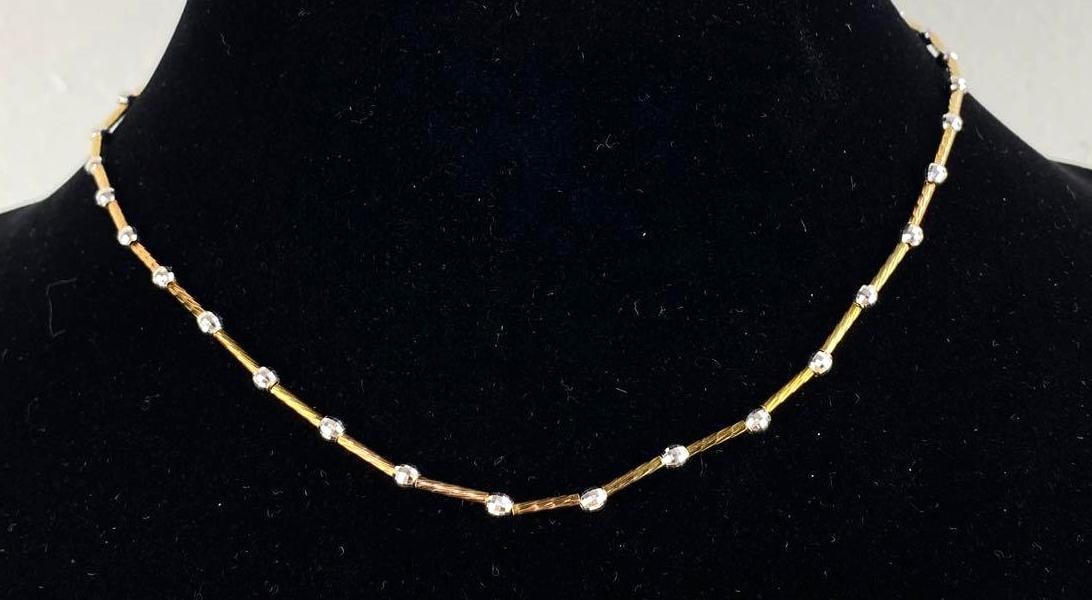 14k Gold Bead Necklace Auction