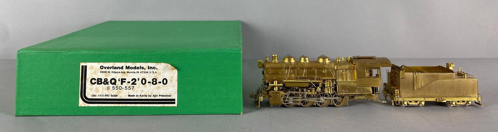 Overland Models Brass Ho Scale 0-8-0 Cb And Q Locomotive And Tender Auction