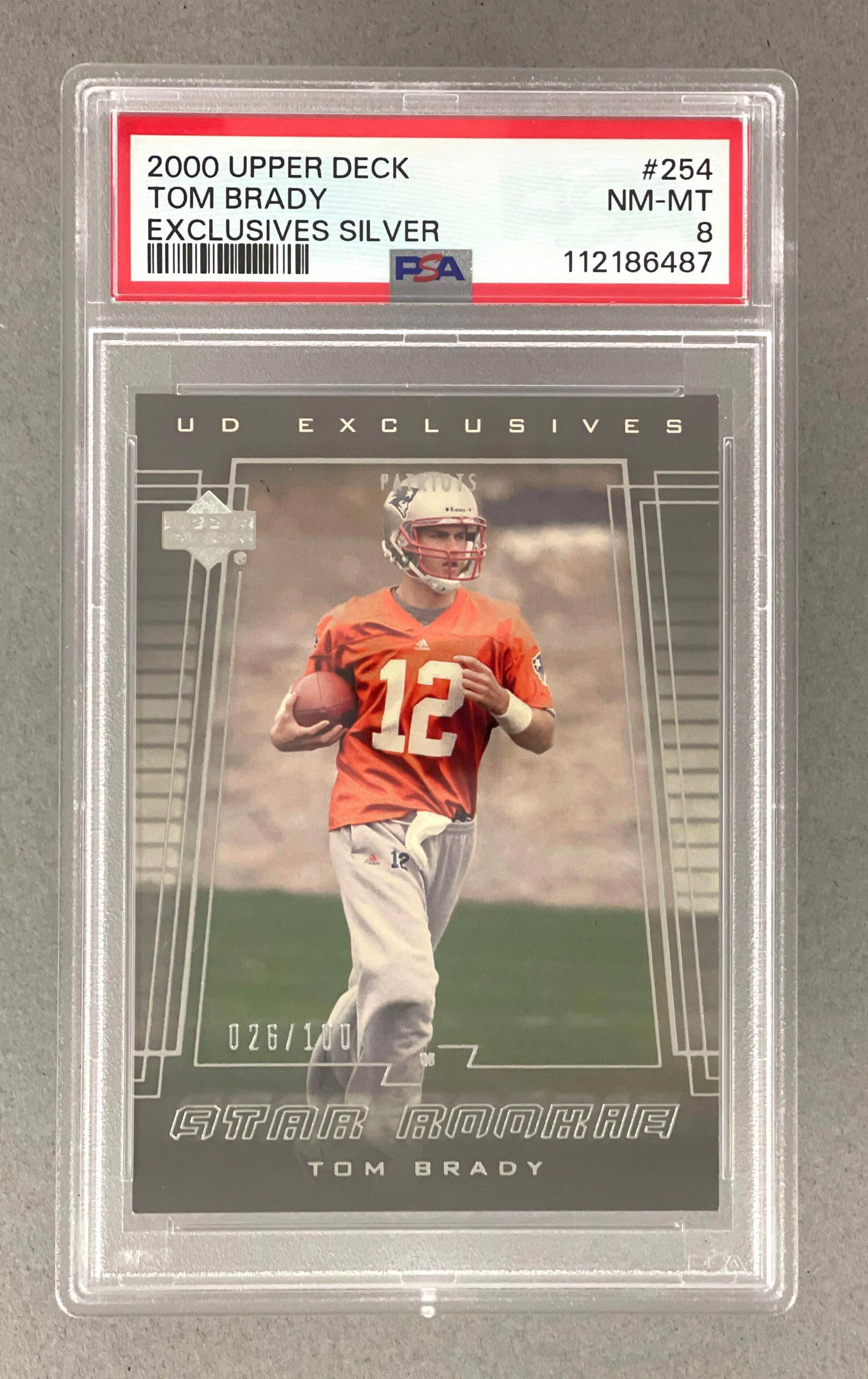 Rare 2000 Upper Deck Tom Brady Exclusives Silver #254 Psa 8, 26/100 ...