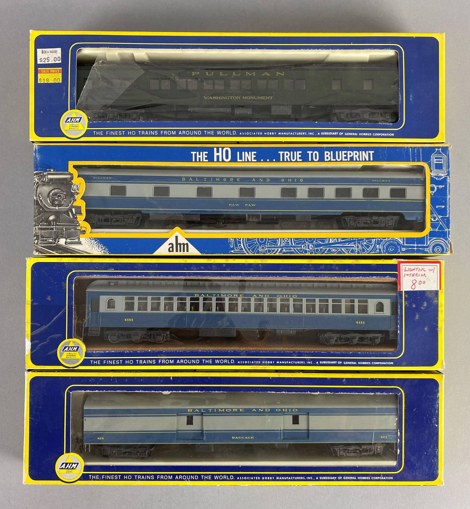 Group Of 4 Ahn Ho Scale B And O Train Passenger Cars Auction