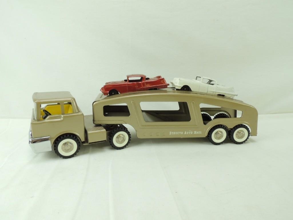 Vintage Structo Auto Hauler With Structo No. 1 & 2 Cars