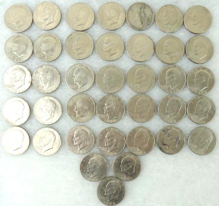 Group Of 38 Eisenhower Half Dollars