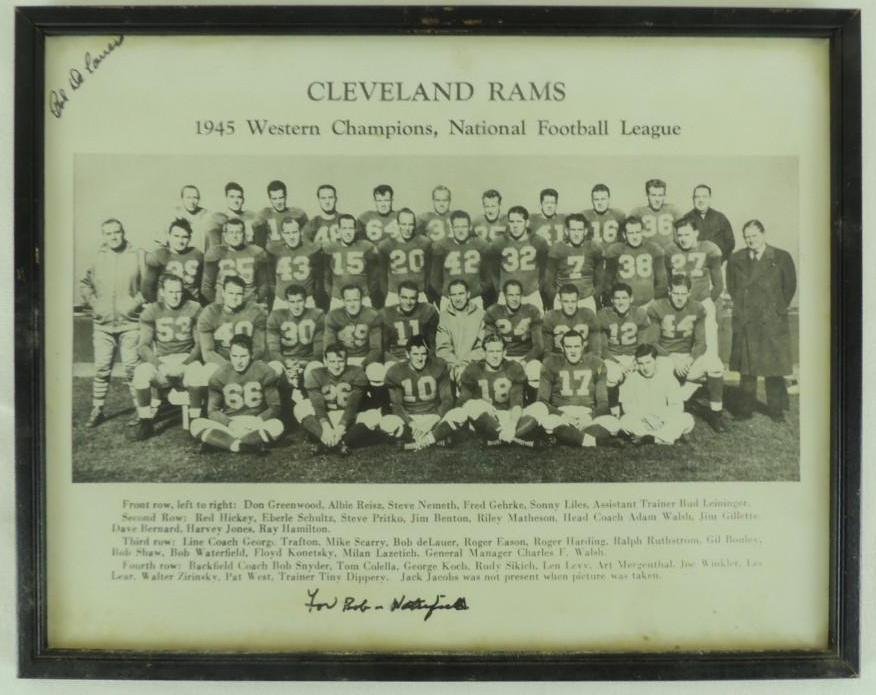 1945 Cleveland Rams Nfl Champions Framed Team Photo For