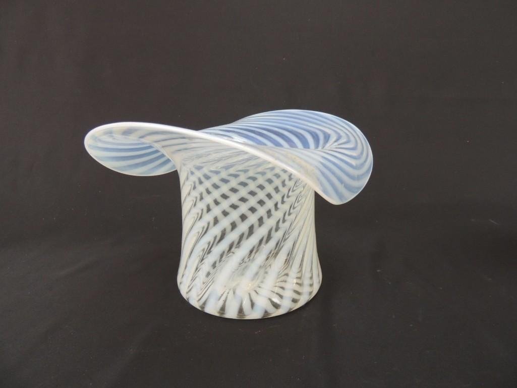 Fenton Opalescent Swirl Large Glass Hat