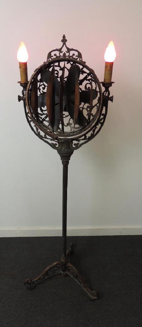 Antique Luminaire Funeral Parlor Bronze Fan with Lights