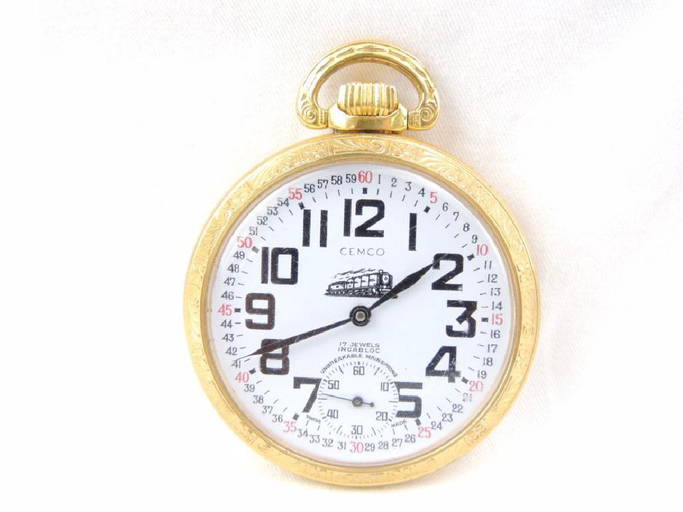 Antique Cemco 17 Jewel Railroad Pocket Watch