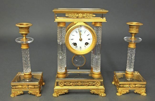 19th C. French Bronze & Baccarat Crystal Clock Set - Apr 01, 2017 ...