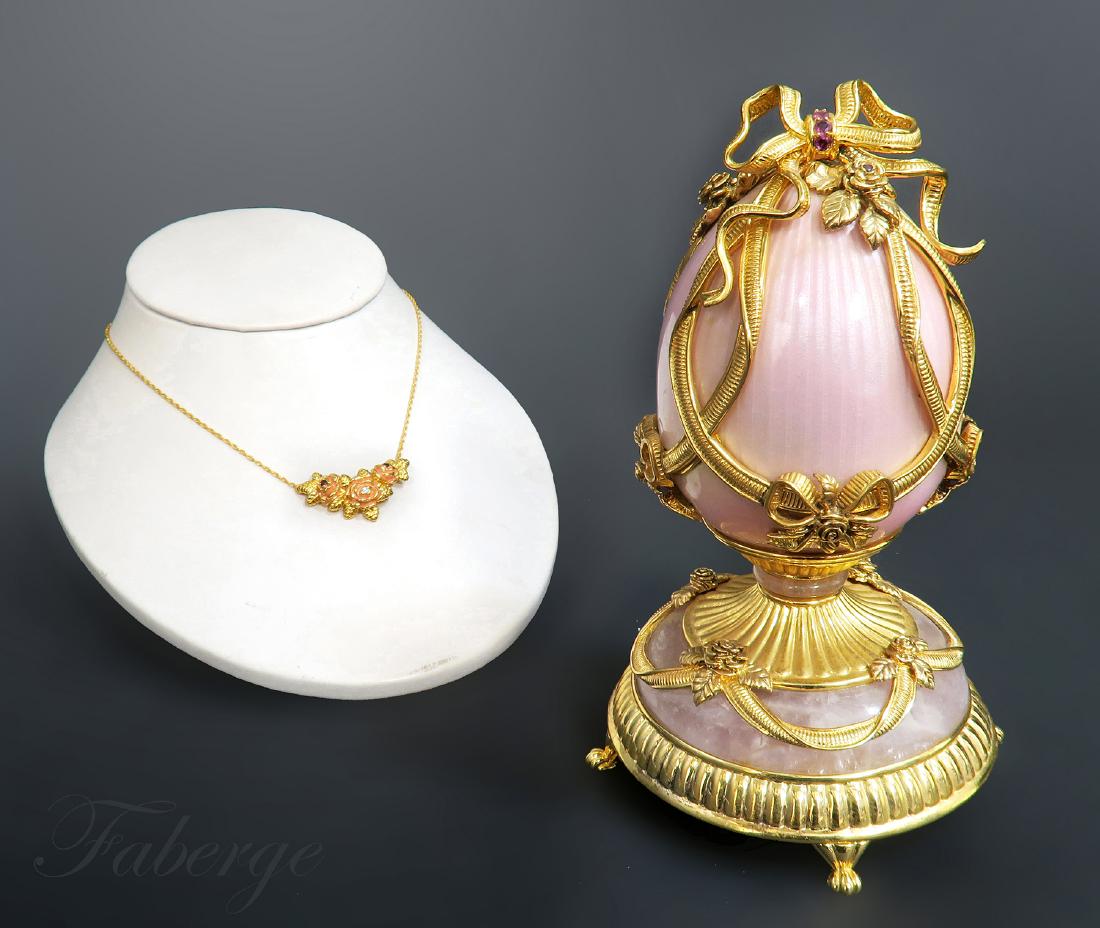 Faberge Rose Bouquet Sterling Silver Egg