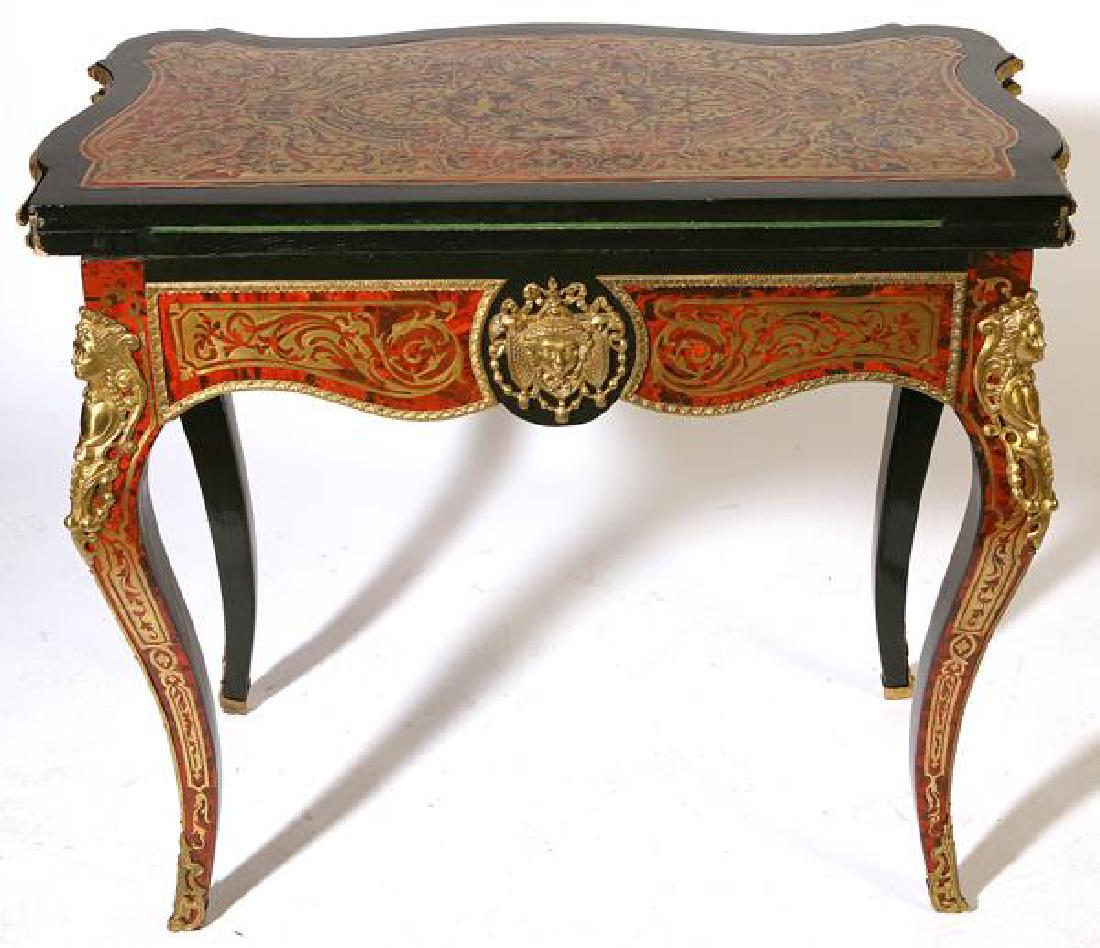 Exceptional 19th C. French lacquered boulle game table