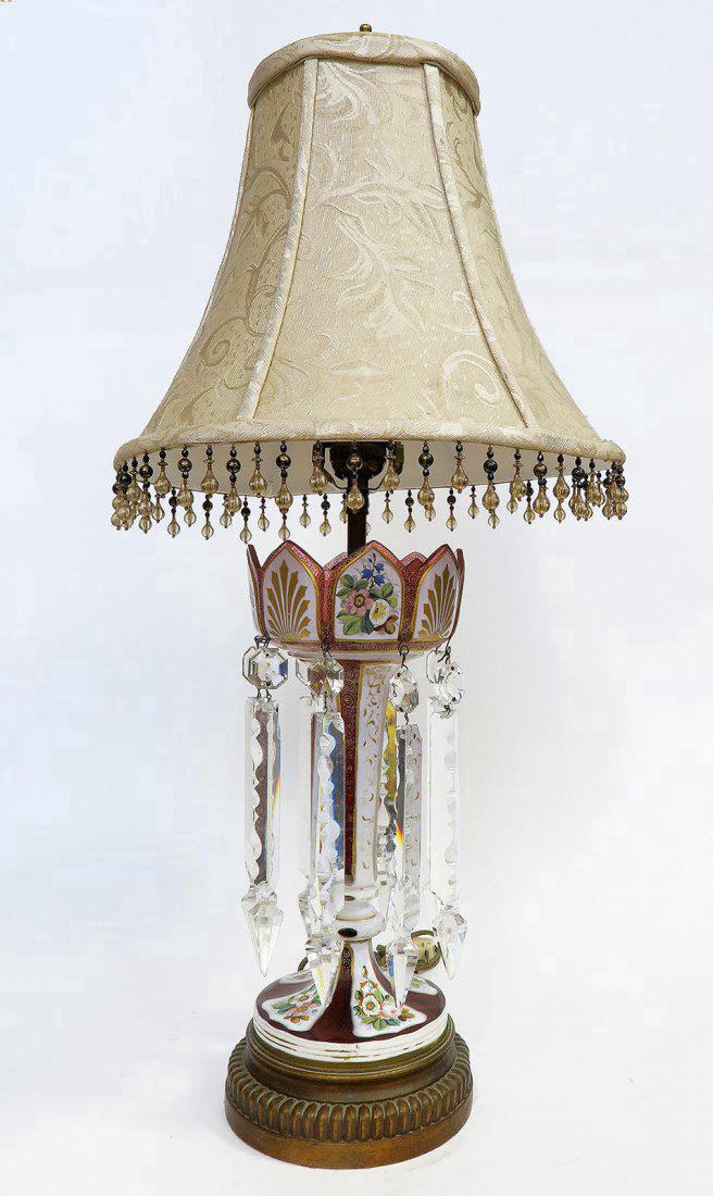 19th C. Bohemian Moser Hand Painted Lamp