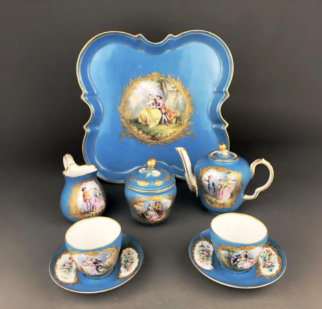 A French Sevres Porcelain "tete a tete" Coffee/Tea set