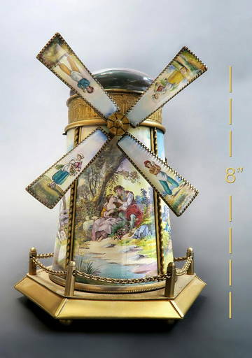 Large Austrian/viennese Enamel Windmill Music Box