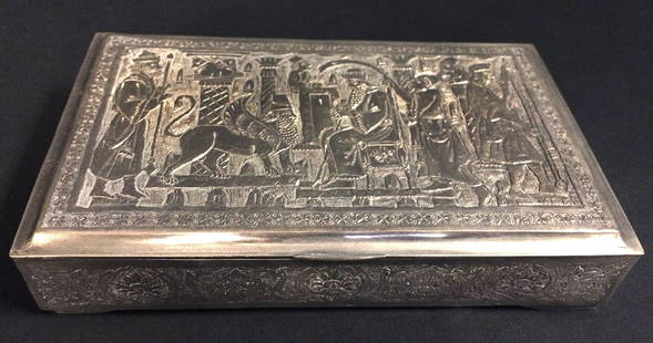Antique Persian Silver Box, Hallmarked