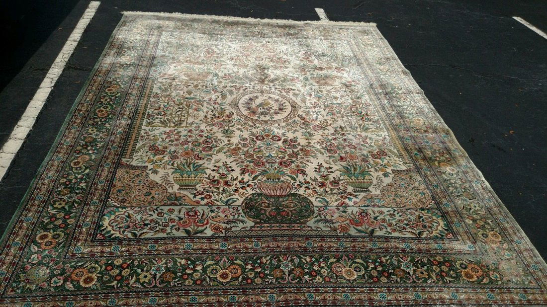 Antique Persian Silk Pictorial Rug