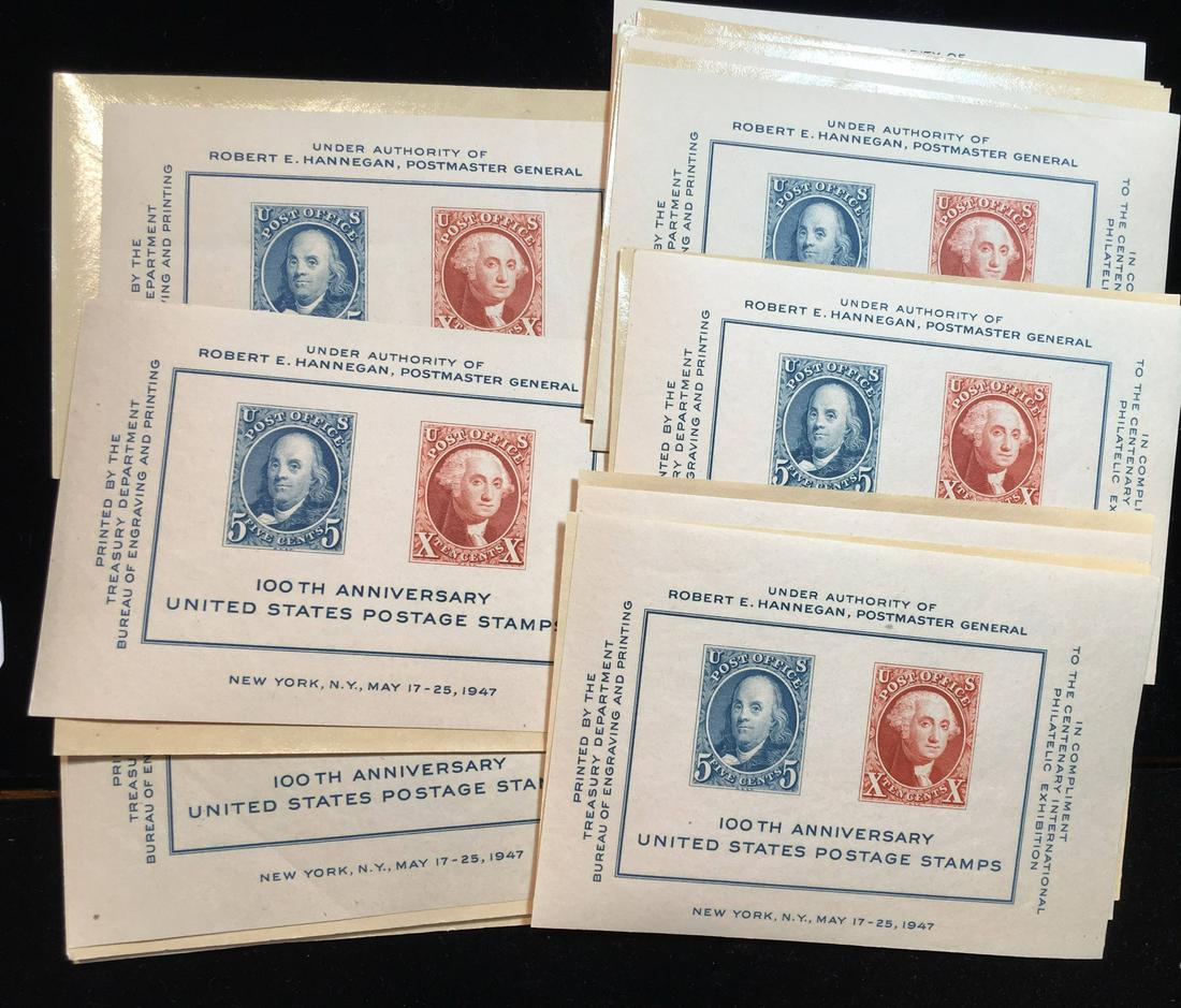 Us 1947 Cipex 100th Anniversary Souvenir Sheet, Us